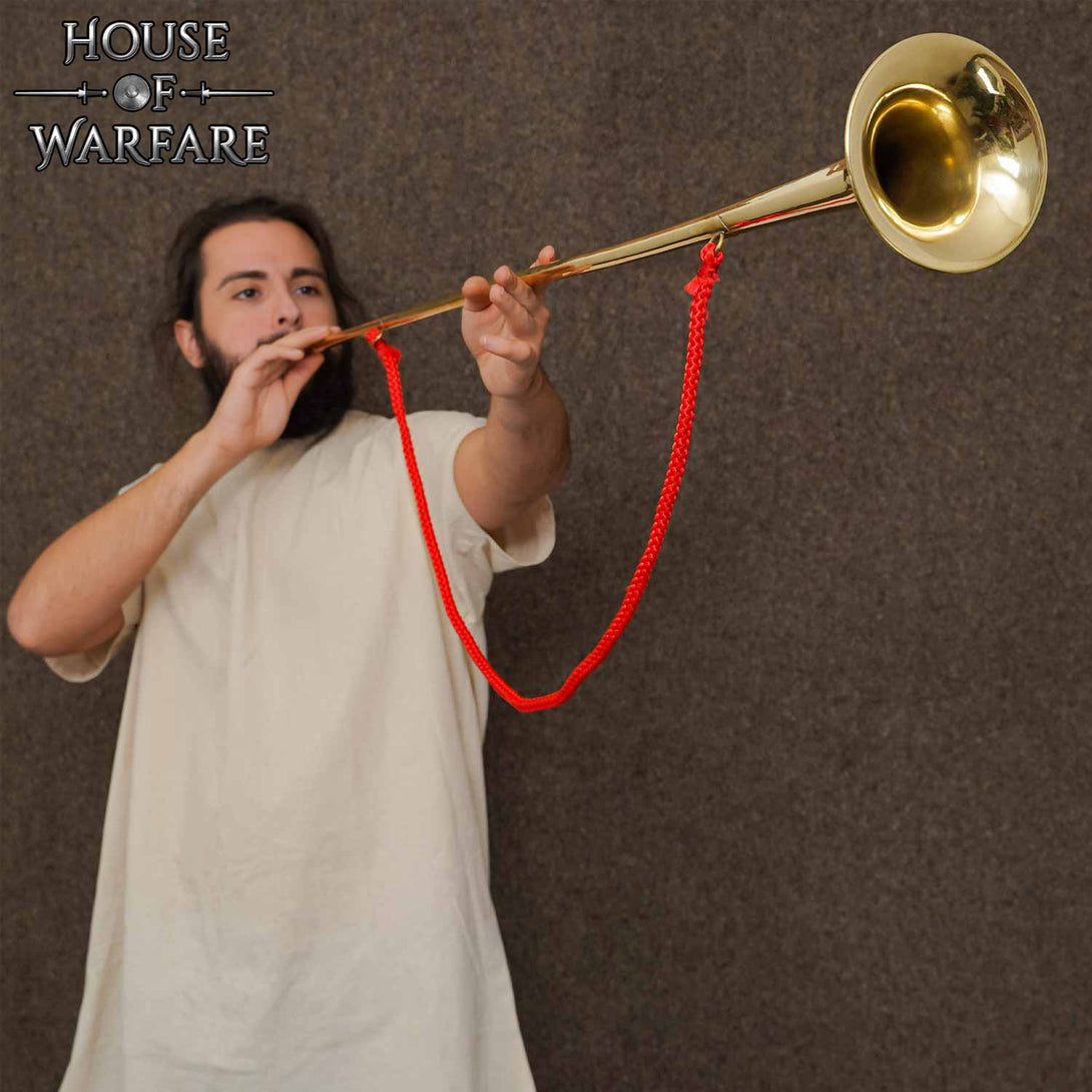 Medieval Brass Trumpet with Red Cord - Perfect for LARP & Reenactment ...