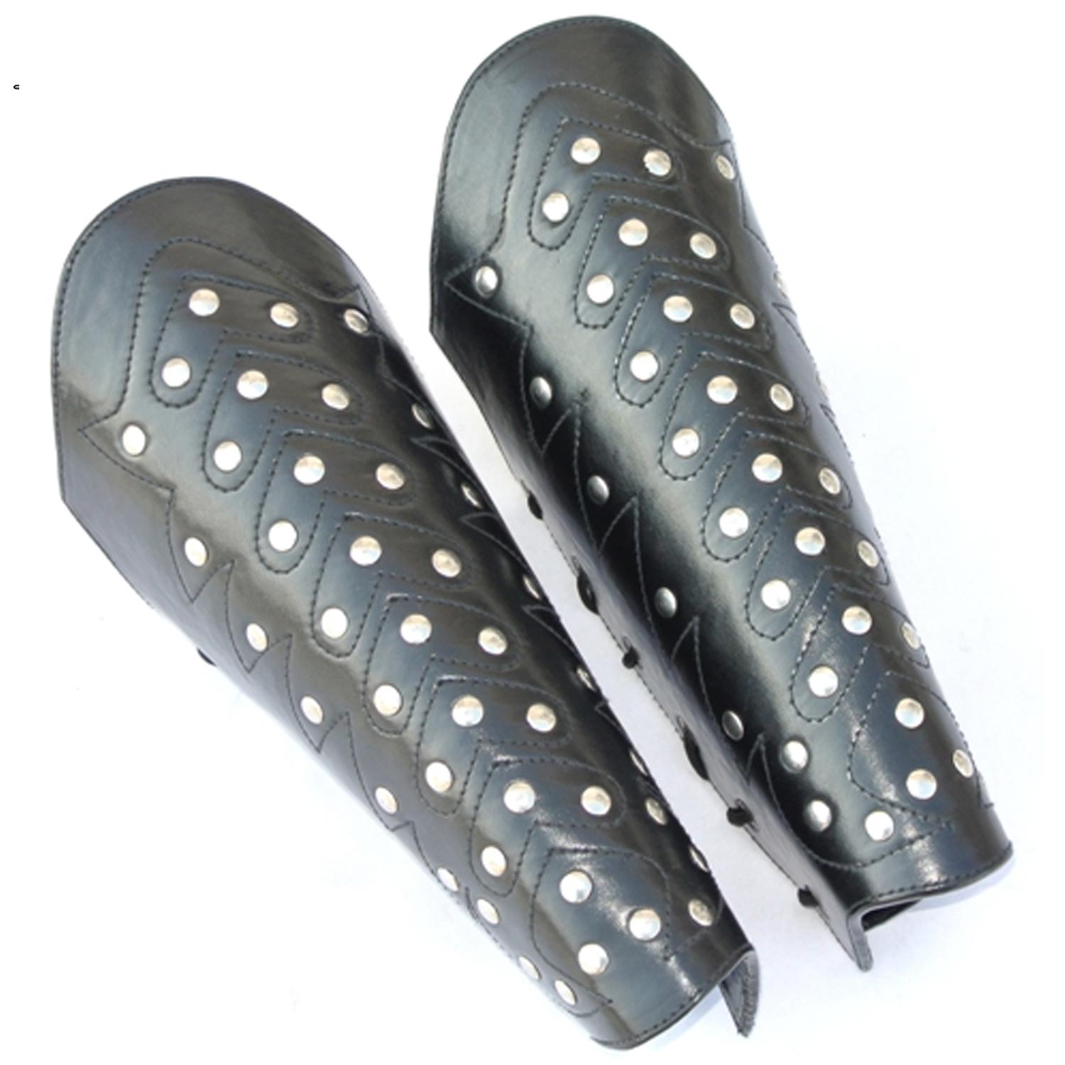 Chevron Leather Greaves - Black Warrior Armor for LARP & Reenactment ...