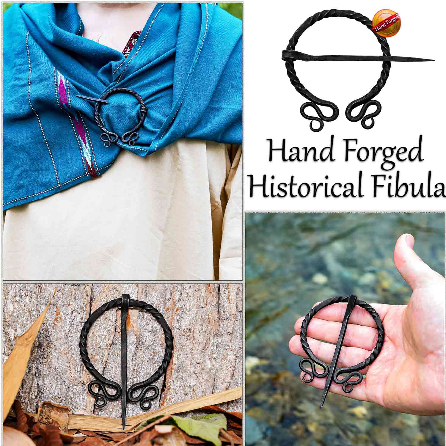 Hand-Forged Historical Cloak Pin - Elegant & Durable Medieval Accessory ...