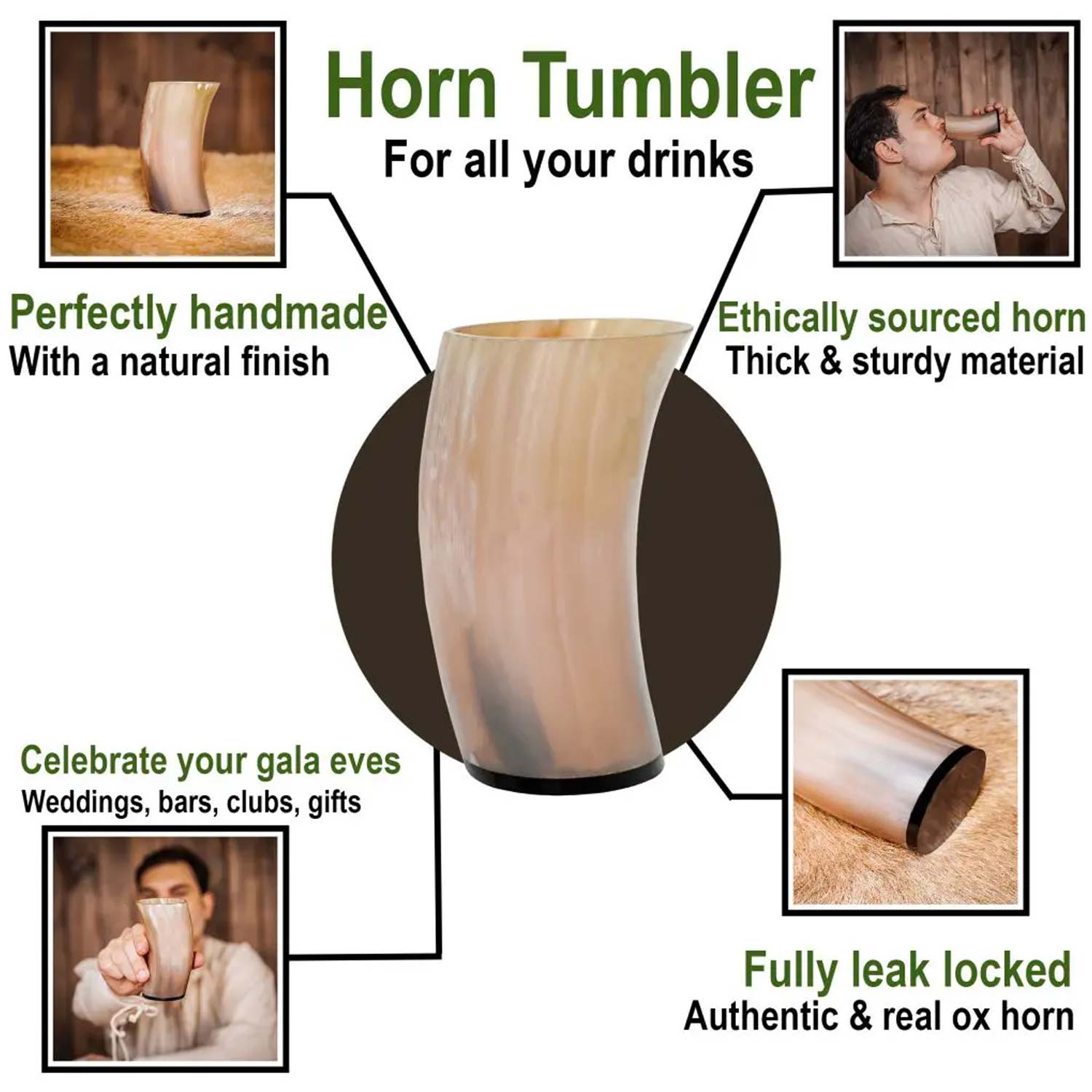 Authentic Handcrafted Horn Tumbler - Perfect for Drinks & LARP Events ...
