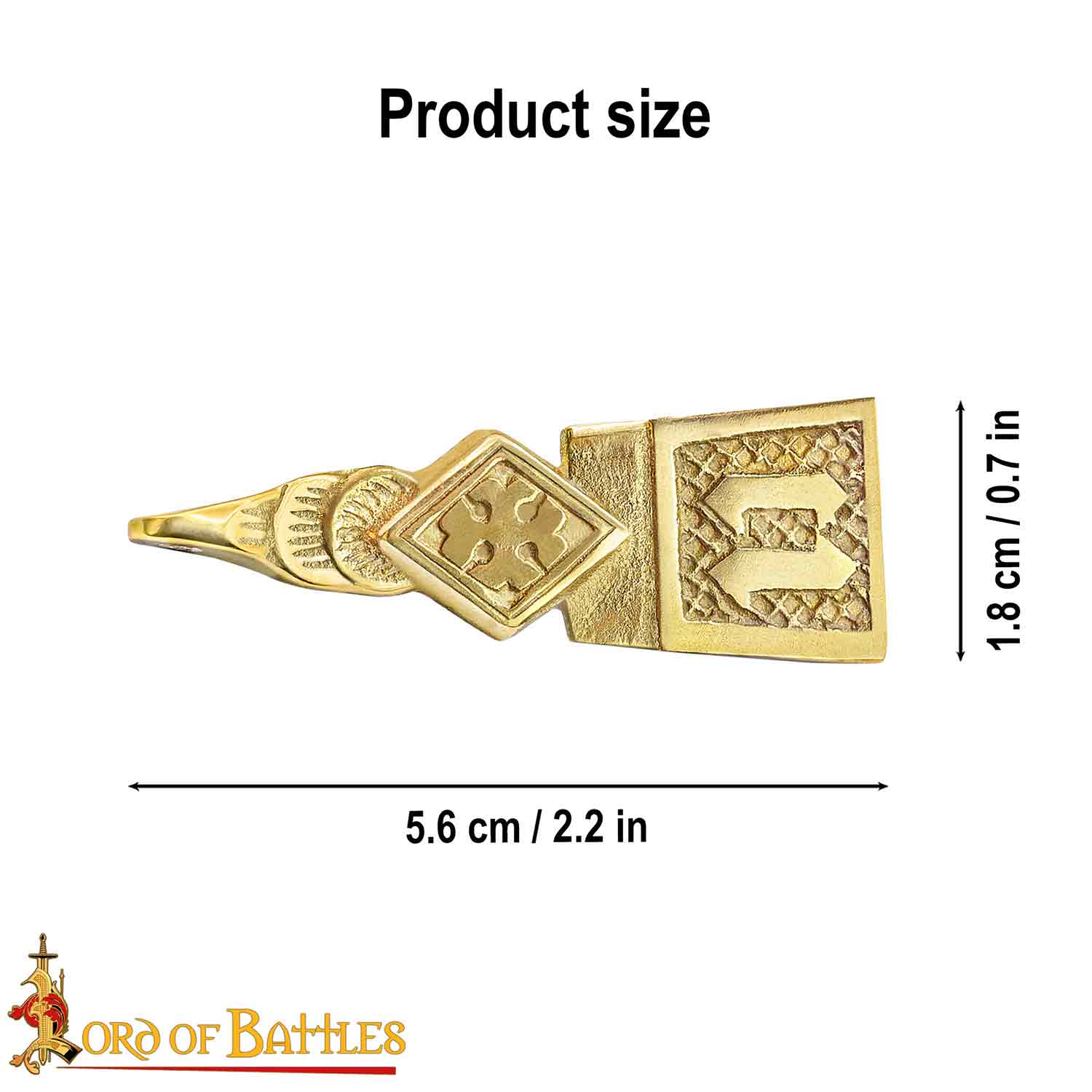 Intricate Medieval Brass Belt End for LARP & Cosplay – Calimacil