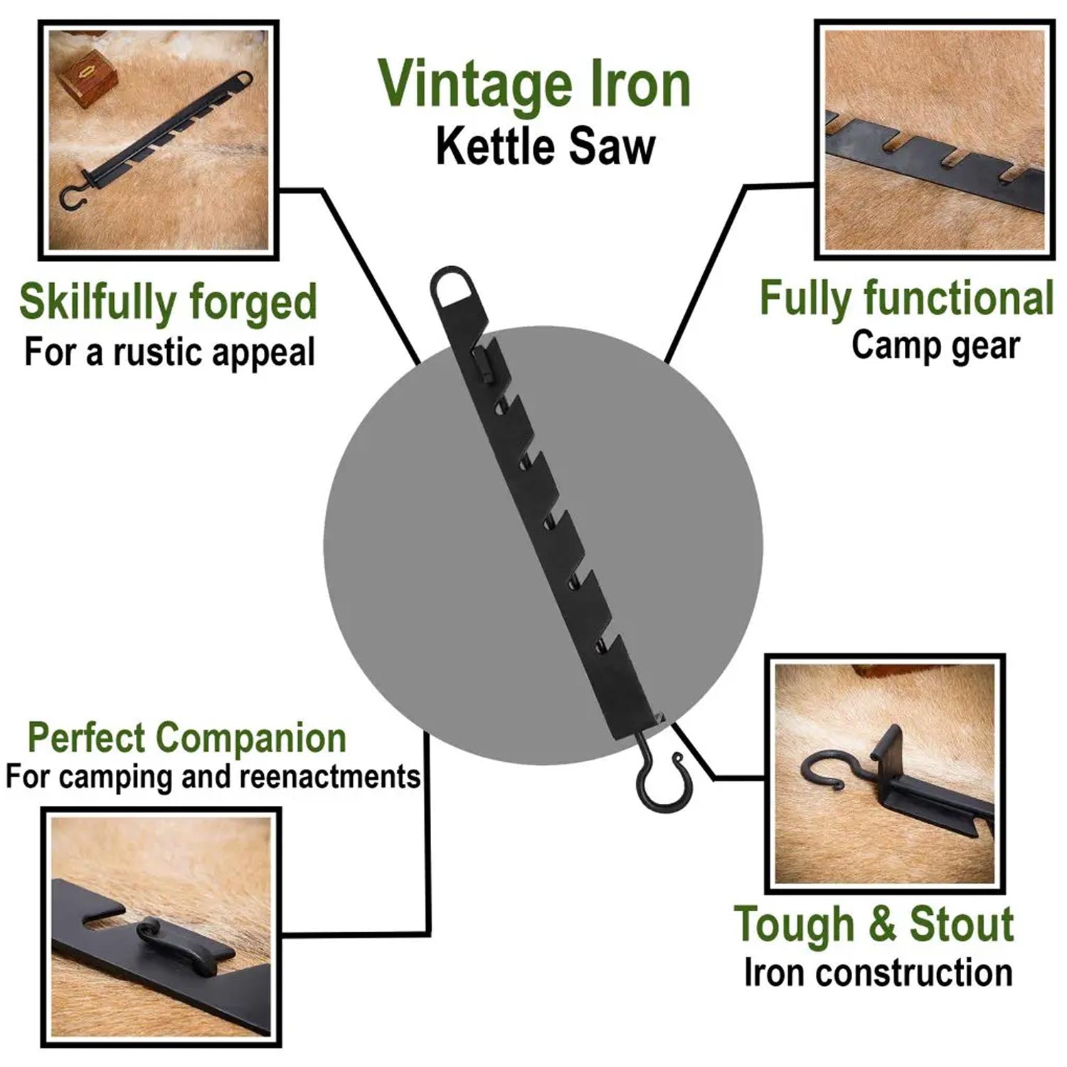 Iron Hand-Forged Adjustable Cauldron Hook for LARP & Camping – Calimacil