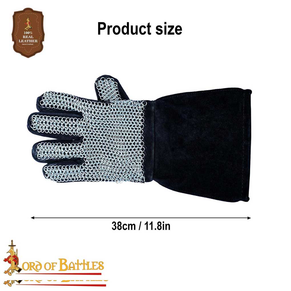 Leather Gloves with Chainmail – Medieval LARP & Reenactment Gauntlets ...