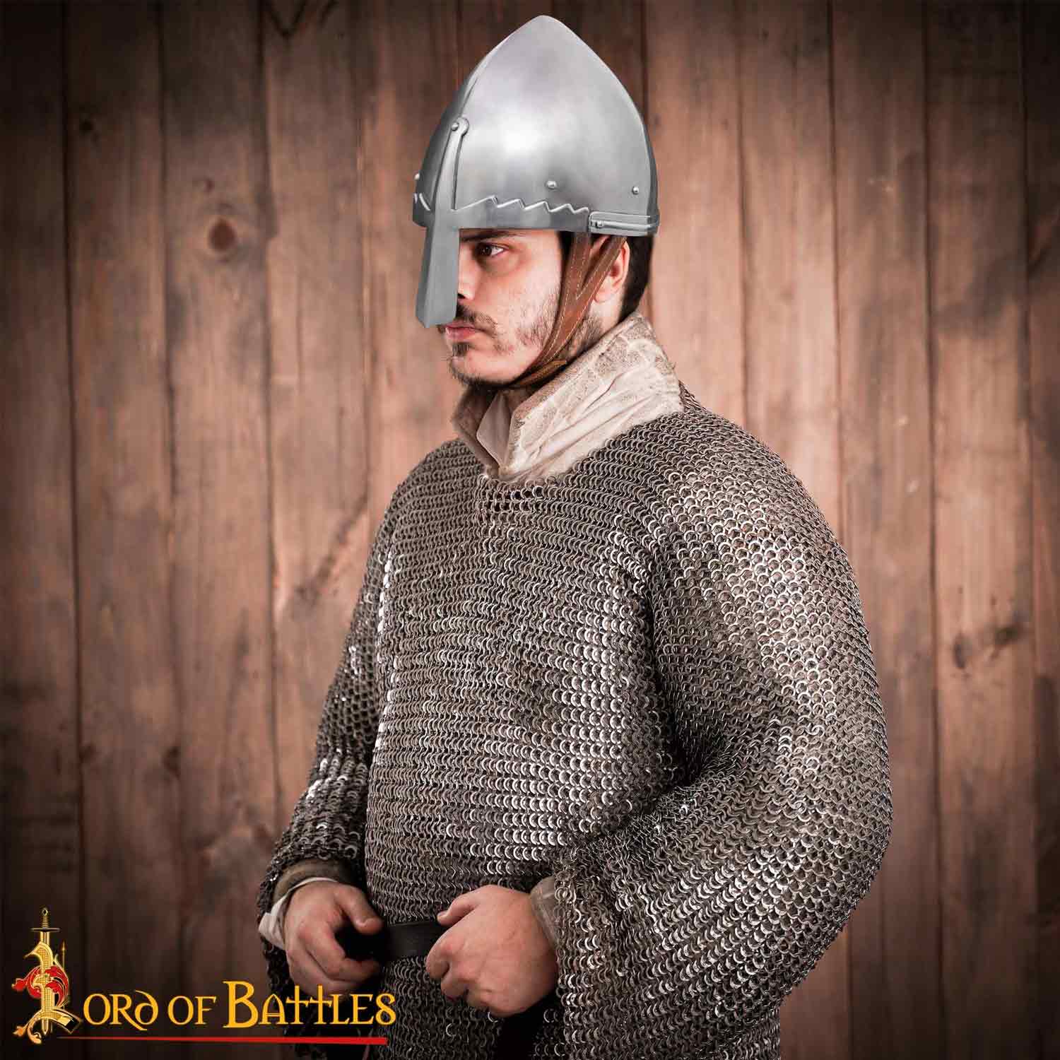 Norman Nasal Helmet | 18G Steel with Leather Liner & Chin Strap – Calimacil
